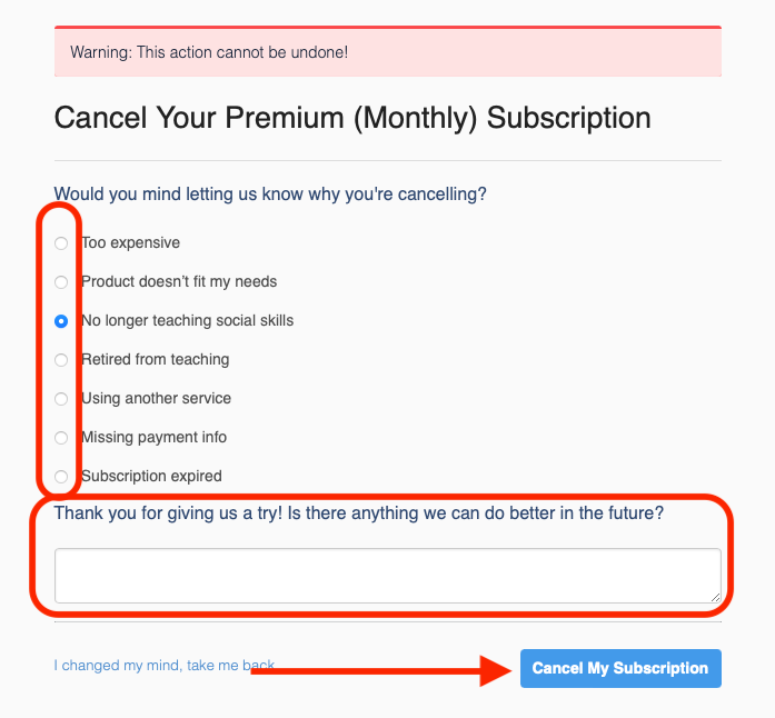 Cancelling your Subscription